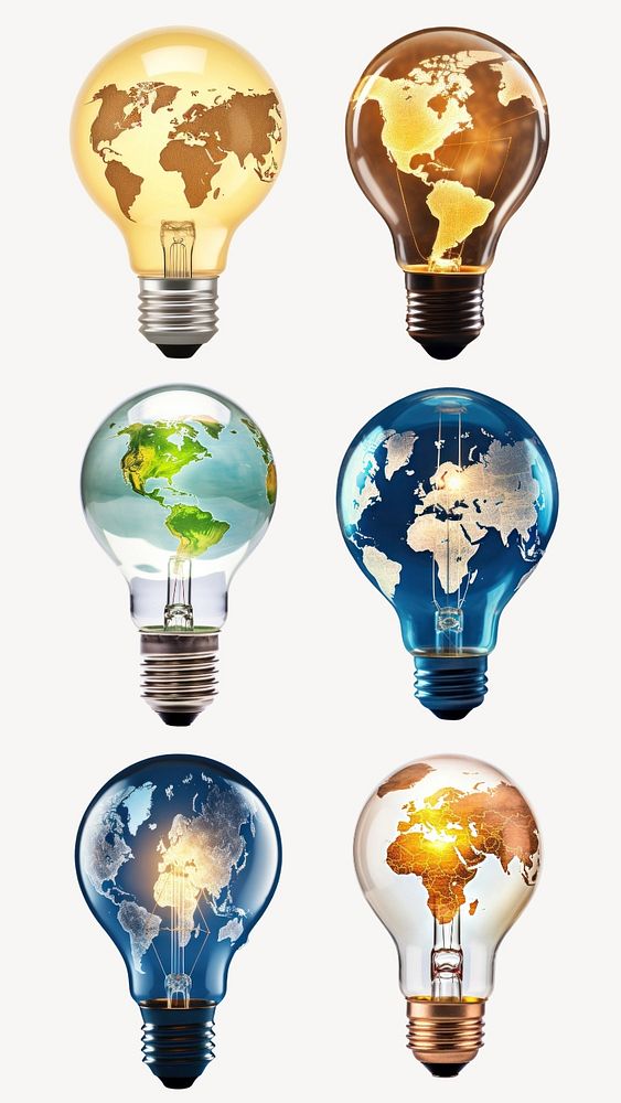 Light bulb world map element | Premium Editable Design - rawpixel