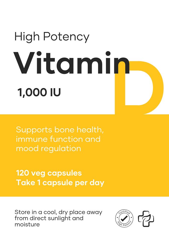 Vitamin D supplement label template, | Free Editable Template - rawpixel