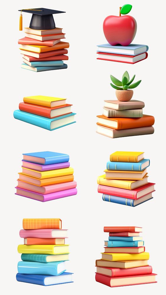3d books stack education element | Premium Editable Design - rawpixel