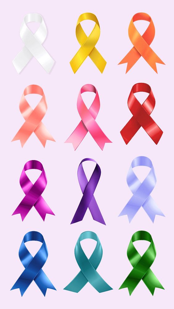 Cancer awareness ribbon element set | Premium Editable Design - rawpixel