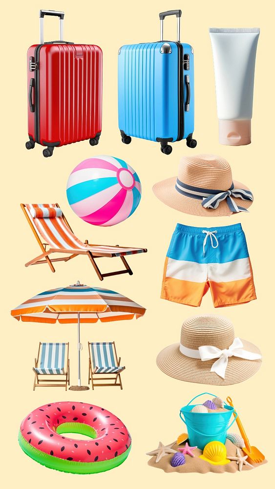Summer vacation essential set, editable | Premium Editable Design ...