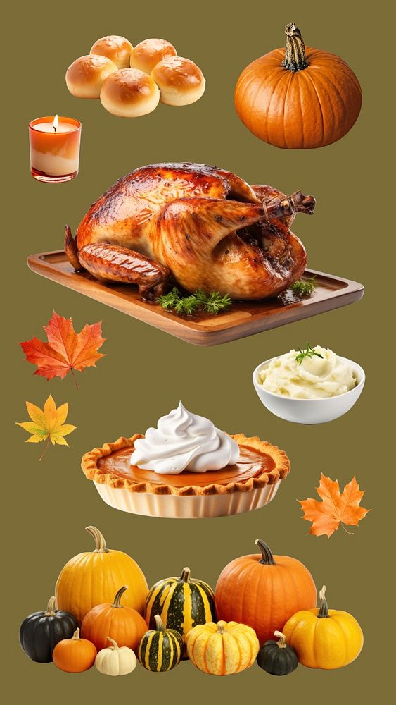 Thanksgiving traditional food set, editable | Premium Editable Design ...