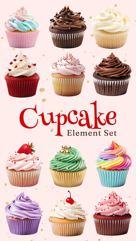 Cute cupcake set, editable design | Premium Editable Design - rawpixel