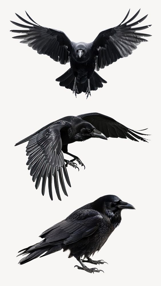 Raven bird set, editable design | Premium Editable Design - rawpixel