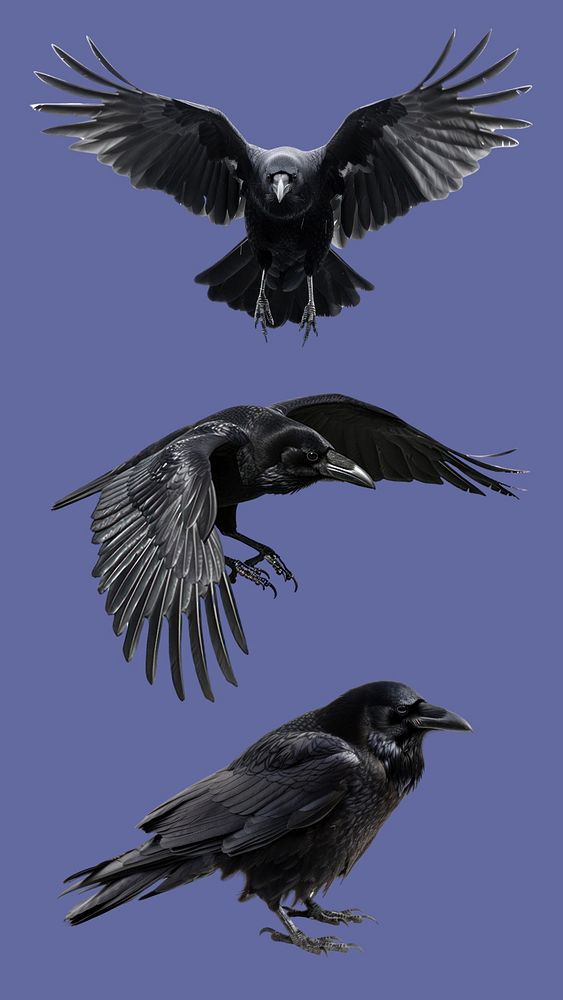 Raven bird set, editable design | Premium Editable Design - rawpixel