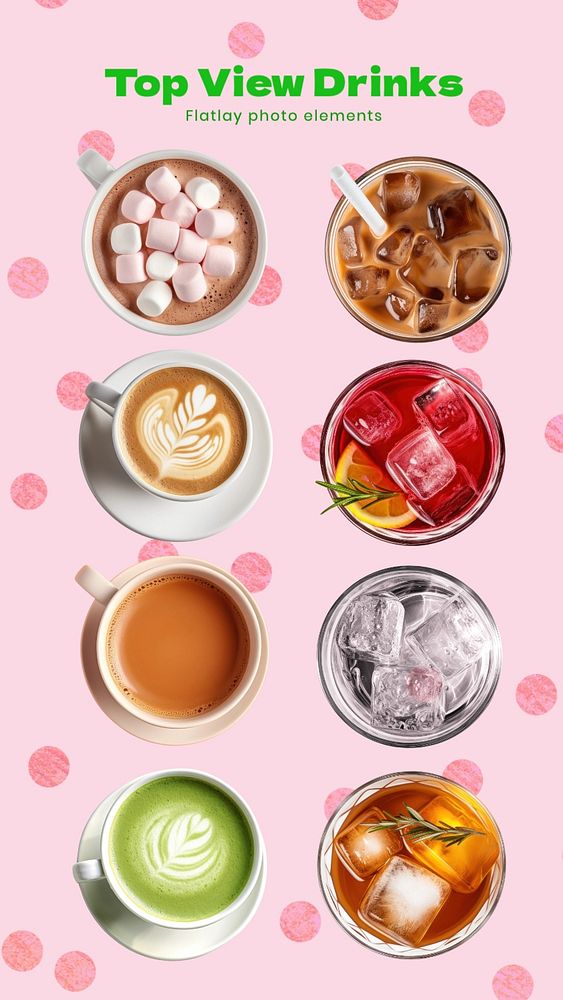 Top view drinks set, editable | Premium Editable Design - rawpixel