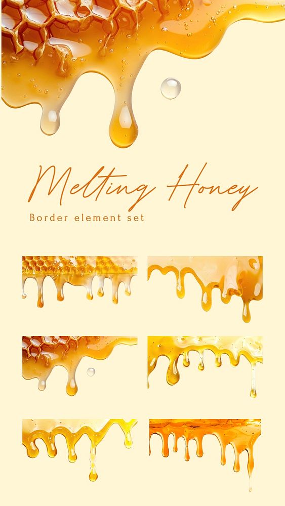 Melting honey border set, editable | Premium Editable Design - rawpixel