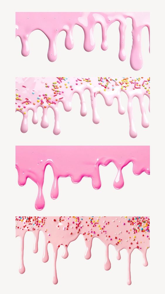 Melting strawberry milk border set, | Premium Editable Design - rawpixel