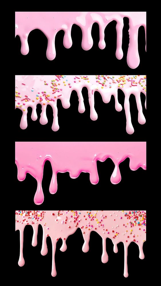 Melting strawberry milk border set, | Premium Editable Design - rawpixel