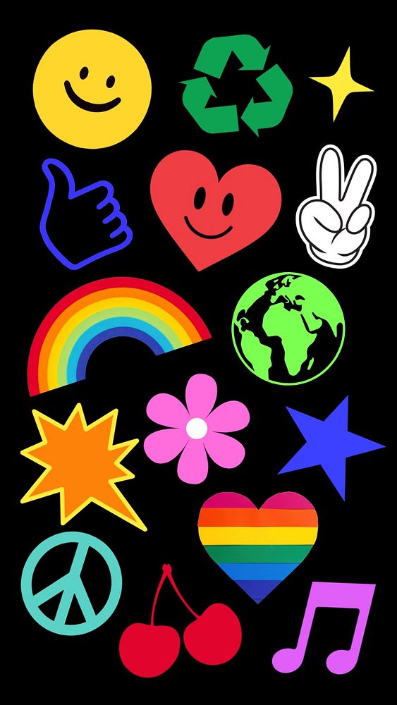 Cool sticker element set, editable | Premium Editable Design - rawpixel