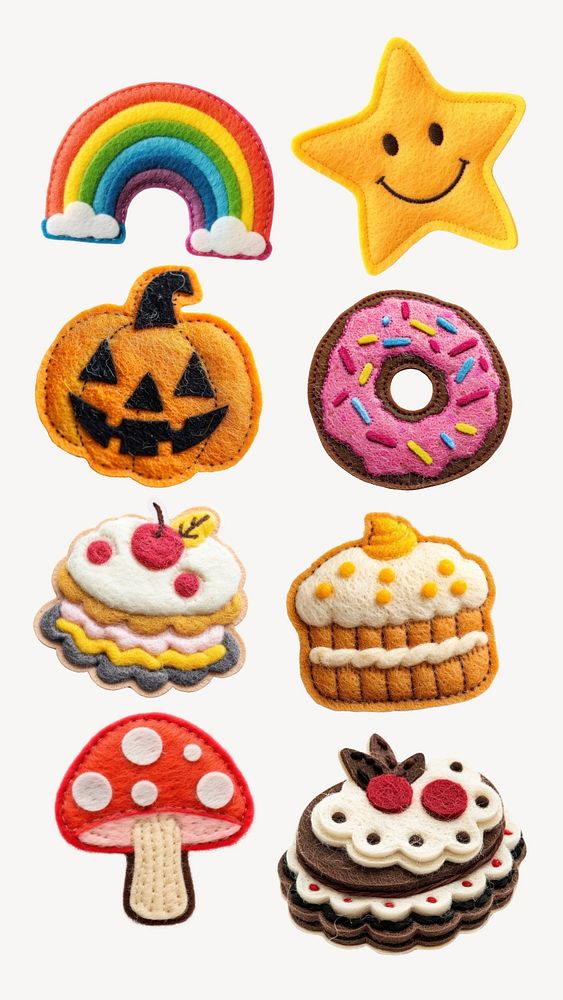 Cute felt sticker set, editable | Premium Editable Design - rawpixel