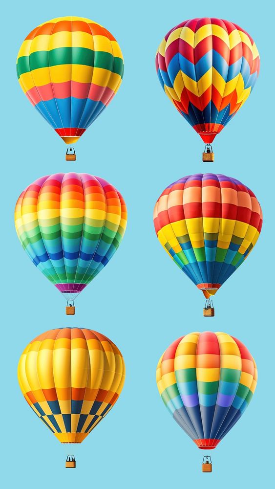 Colorful hot air balloon set, | Premium Editable Design - rawpixel