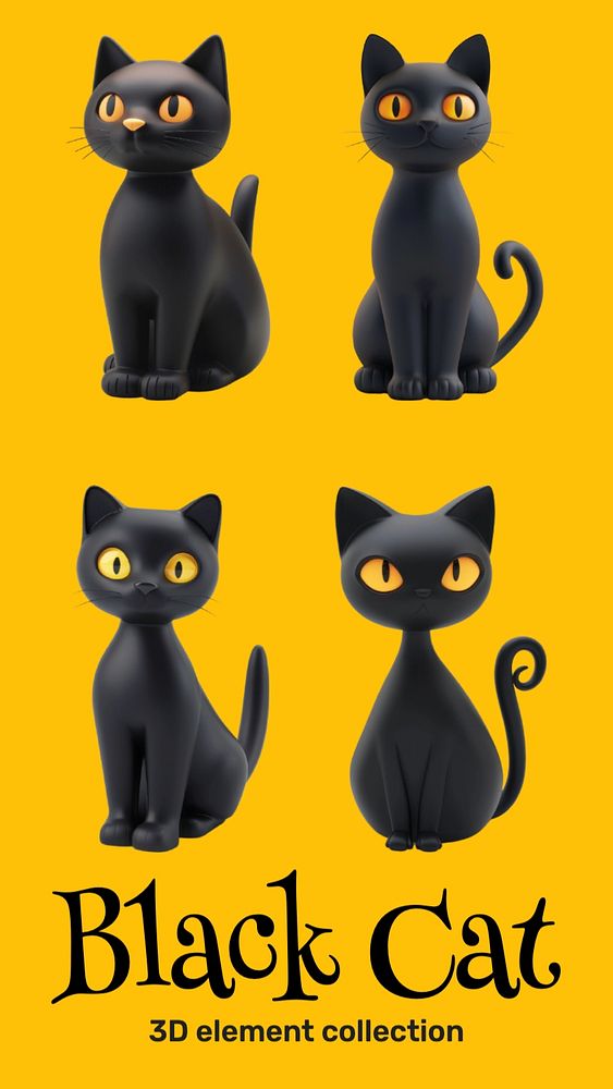 Editable 3d black cat design | Premium Editable Design - rawpixel