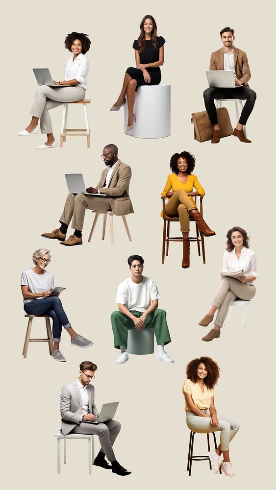 Editable diverse people sitting design | Premium Editable Design - rawpixel