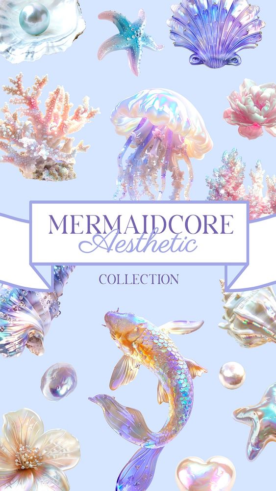 Editable aesthetic iridescent mermaidcore design | Premium Editable ...