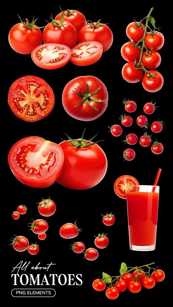 Editable tomato design element set | Premium Editable Design - rawpixel