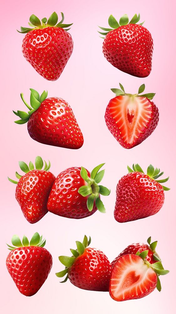 Editable strawberry design element set | Premium Editable Design - rawpixel