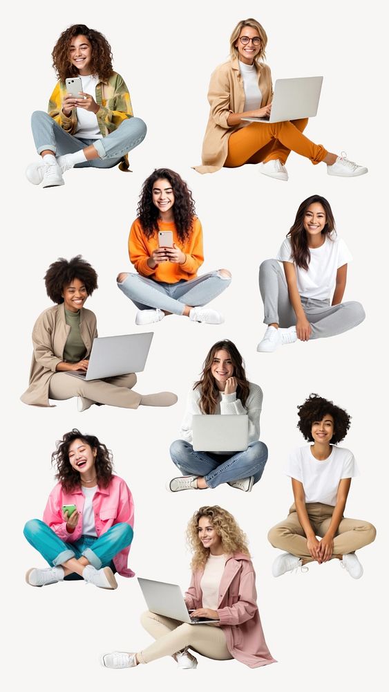 Editable Diverse Woman Sitting Design Premium Editable Design Rawpixel