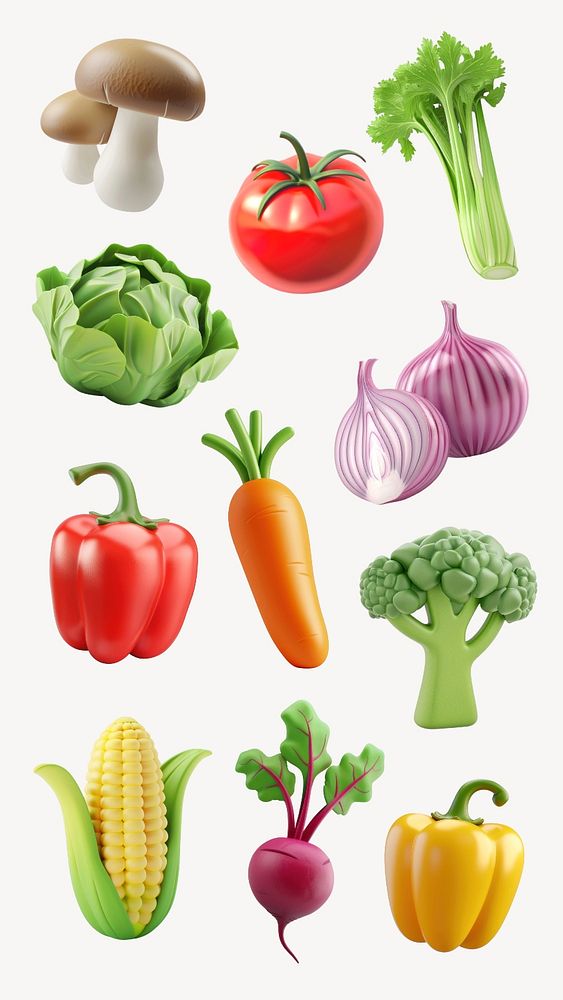 Editable 3D vegetable element set | Premium Editable Design - rawpixel