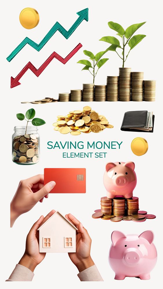Editable saving money element set | Premium Editable Design - rawpixel