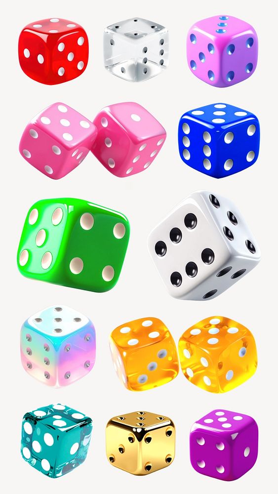 Editable 3D colorful dice element | Premium Editable Design - rawpixel
