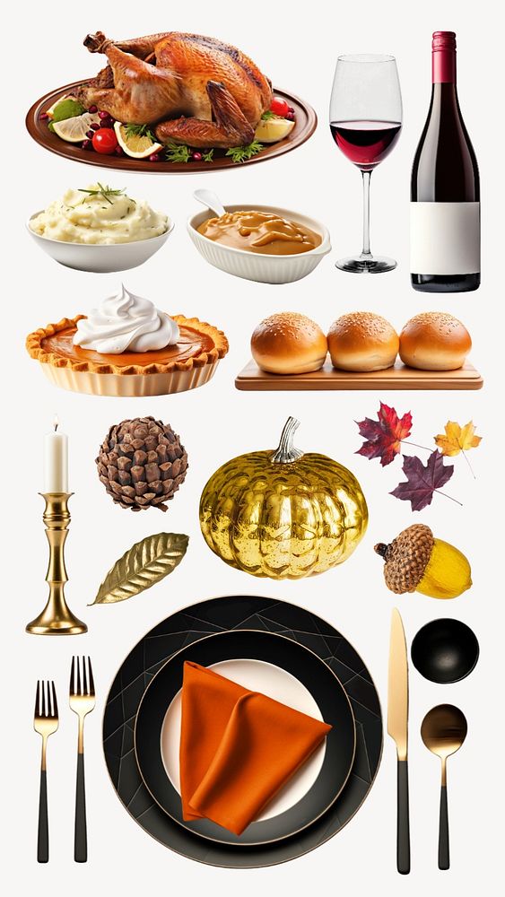 Editable Thanksgiving dinner element set | Premium Editable Design ...