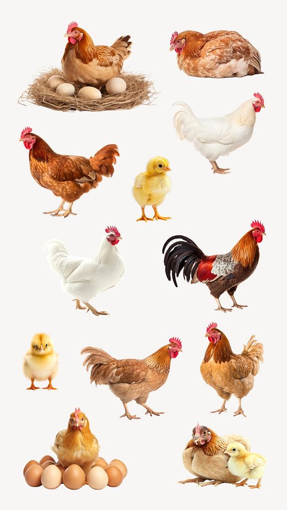 Editable chicken element set | Premium Editable Design - rawpixel