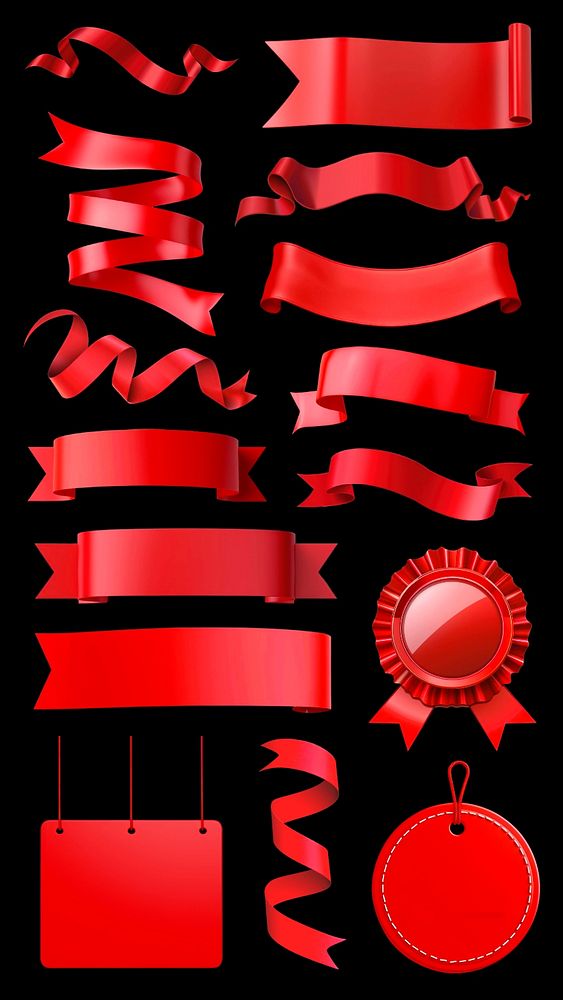 Editable red ribbon banner element | Premium Editable Design - rawpixel