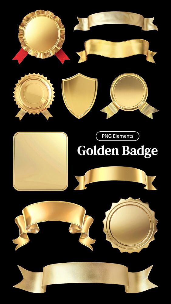 Editable gold badge element set | Premium Editable Design - rawpixel