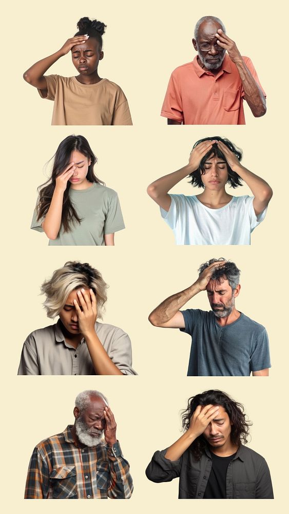 Editable diverse people having headache | Free Editable Design - rawpixel