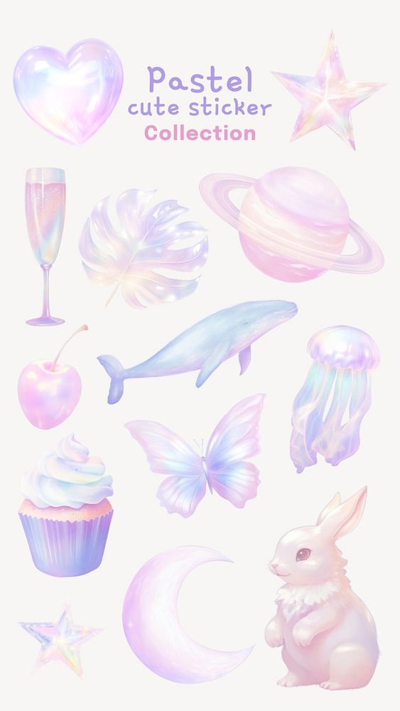 Editable Pastel cute sticker design | Premium Editable Design - rawpixel