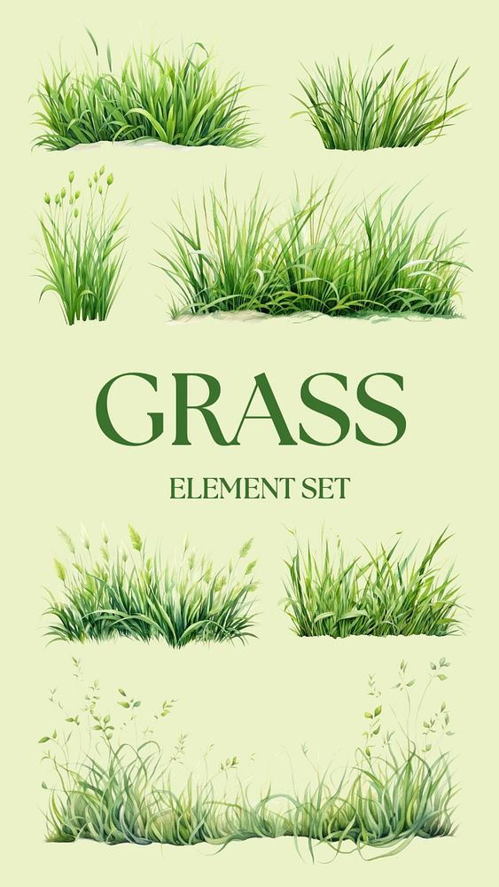 Editable grass design element set | Premium Editable Design - rawpixel