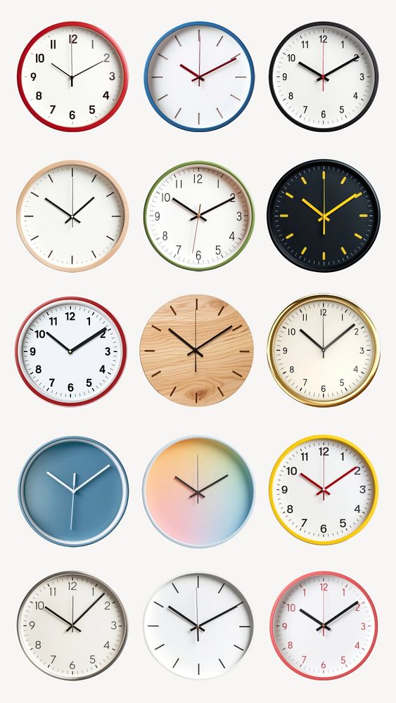 Editable wall clocks design element | Premium Editable Design - rawpixel