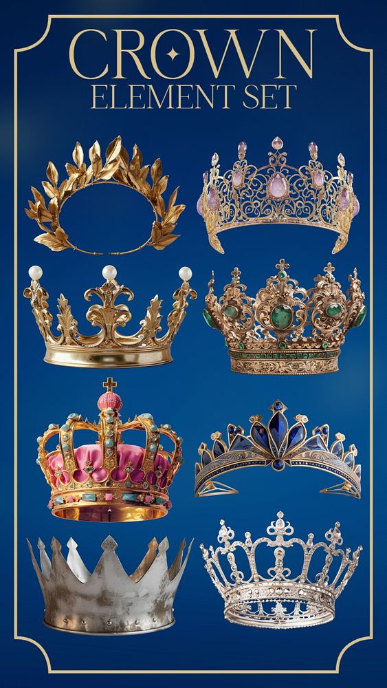 Editable crown design element set | Premium Editable Design - rawpixel
