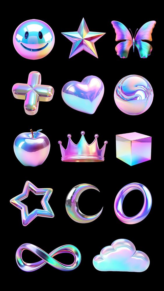Editable 3d iridescent icon element | Premium Editable Design - rawpixel
