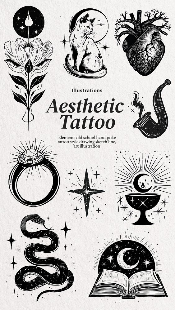 Editable aesthetic tattoo design element | Premium Editable Design ...