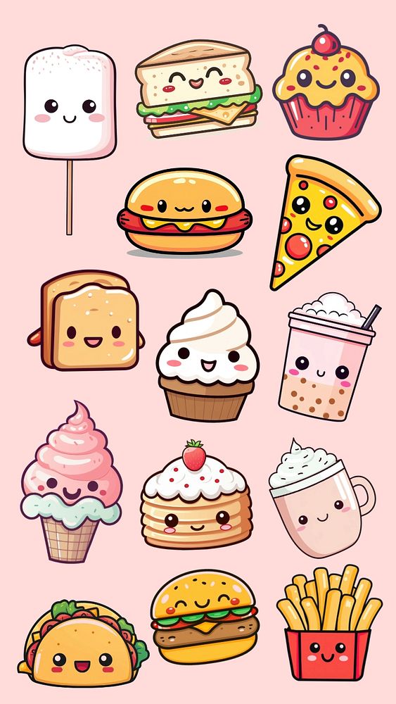 Editable cute food and drink | Premium Editable Design - rawpixel