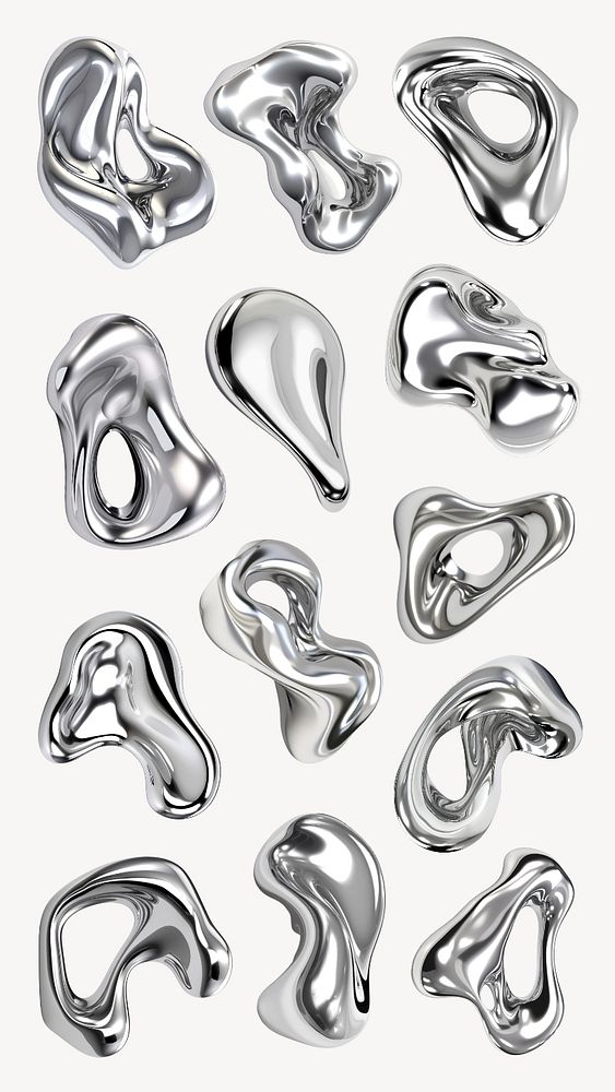 Editable 3D liquid chrome abstract | Premium Editable Design - rawpixel