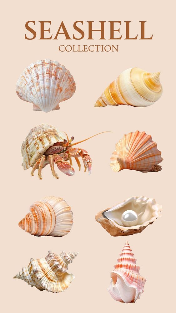 Editable seashell design element set | Premium Editable Design - rawpixel
