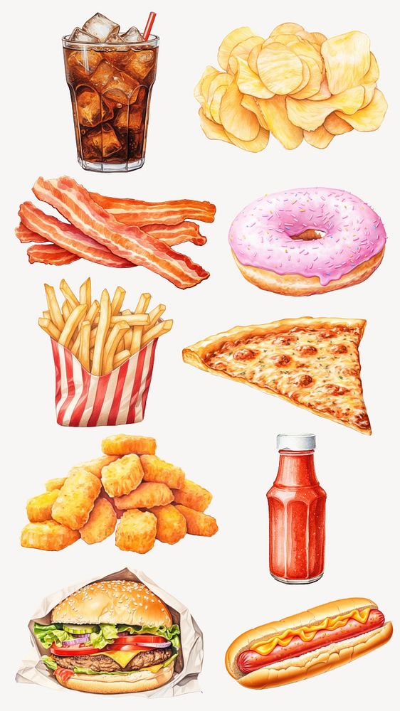 Editable fast food digital paint | Premium Editable Design - rawpixel