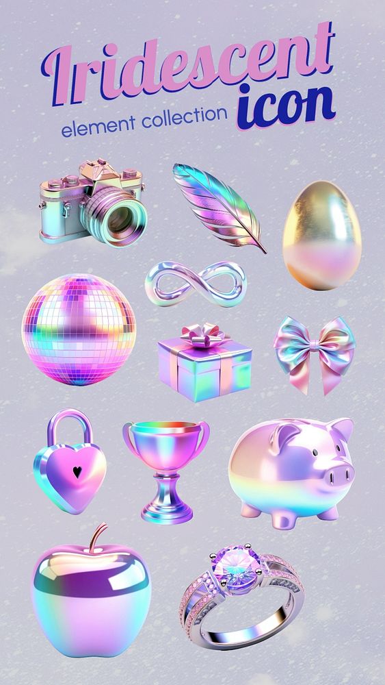 Editable 3D iridescent icon design | Premium Editable Design - rawpixel