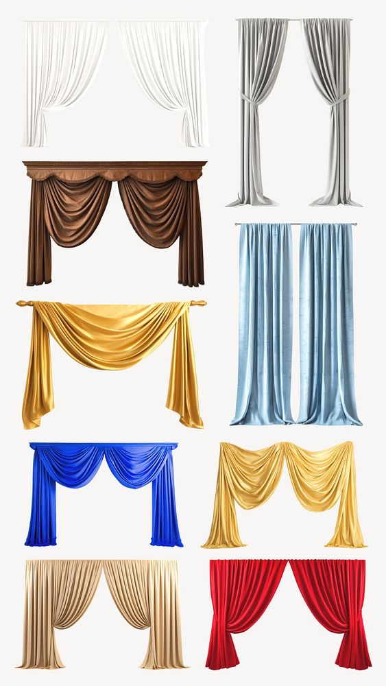 Editable curtain design element set | Premium Editable Design - rawpixel