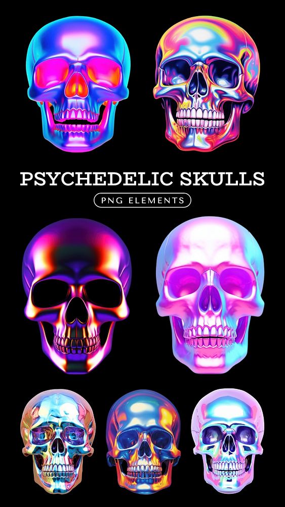 Editable psychedelic skull design element | Premium Editable Design - rawpixel