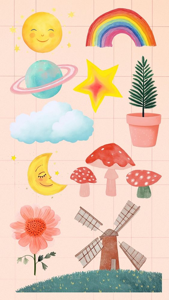 Editable cute nature sticker illustration | Premium Editable Design ...