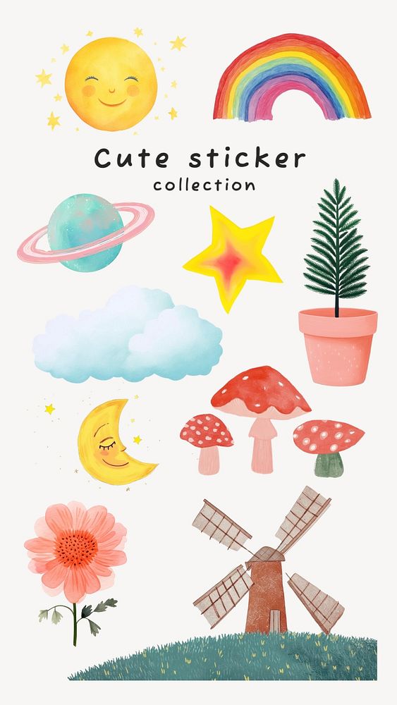Editable cute nature sticker illustration | Premium Editable Design ...