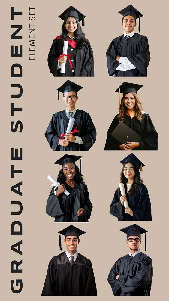 Editable diverse graduate student element | Premium Editable Design ...