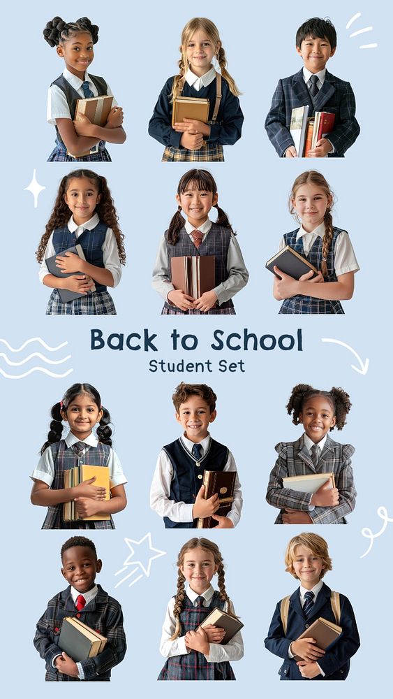 Editable diverse elementary school student | Premium Editable Design ...