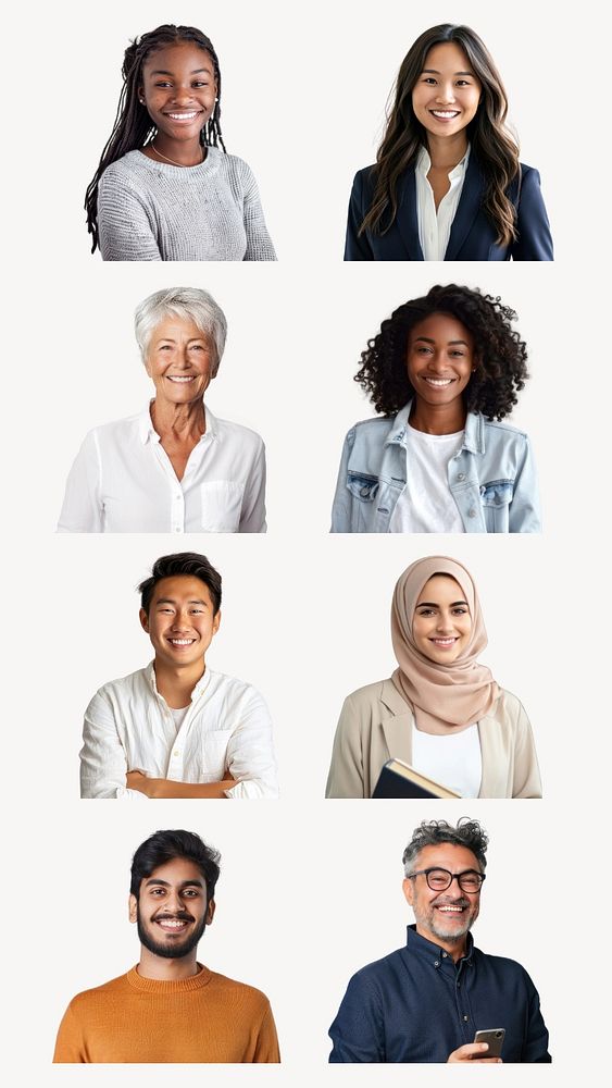 Editable diversity smiling people design | Premium Editable Design ...