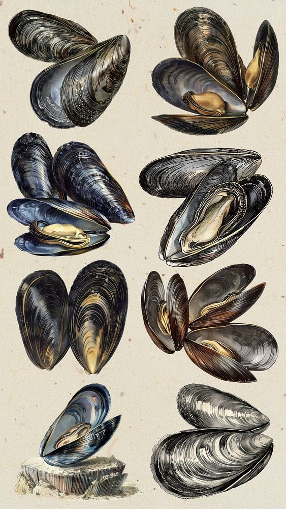 Editable vintage mussel illustration design | Premium Editable Design ...