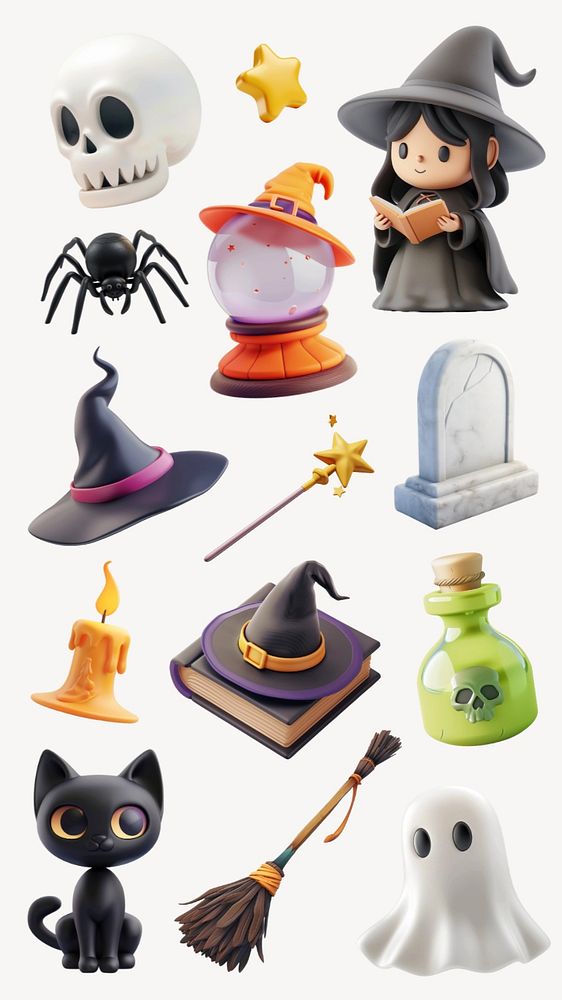 Editable 3D witchcraft Halloween design | Premium Editable Design ...